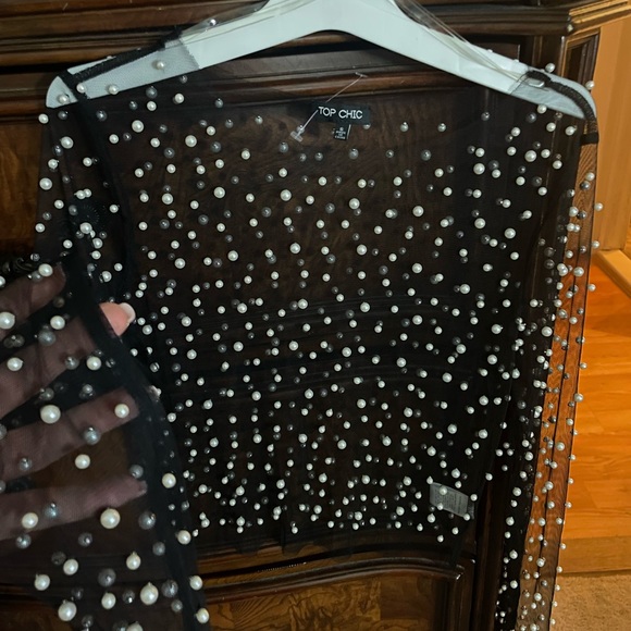 Tops | Sexy See Through Top With Pearls | Poshmark